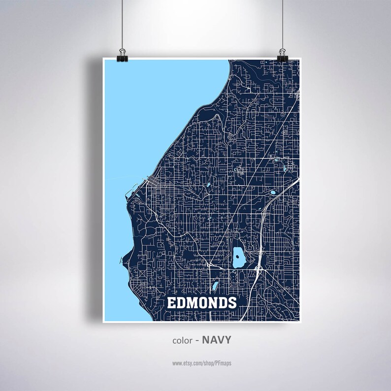 Edmonds Map Print Edmonds City Map Washington WA USA Map | Etsy