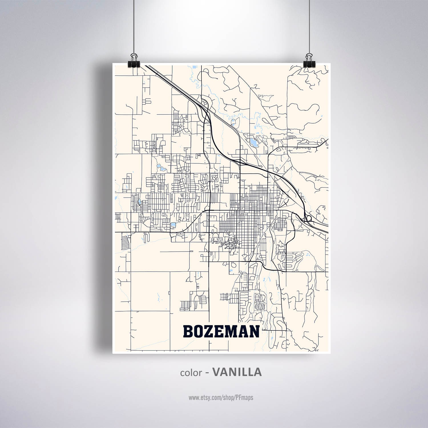 Bozeman Map Print Bozeman City Map Montana Mt Usa Map Etsy