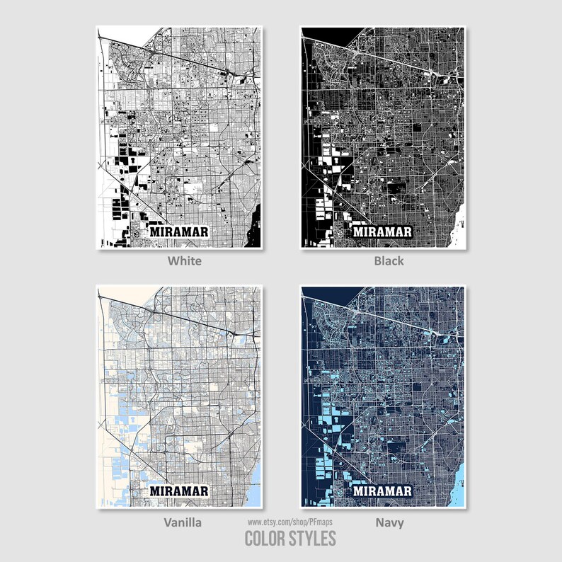 Miramar Map Print Miramar City Map Florida FL USA Map | Etsy