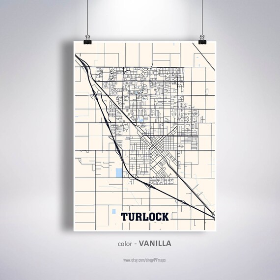 Turlock Map Print Turlock City Map California CA USA Map - Etsy