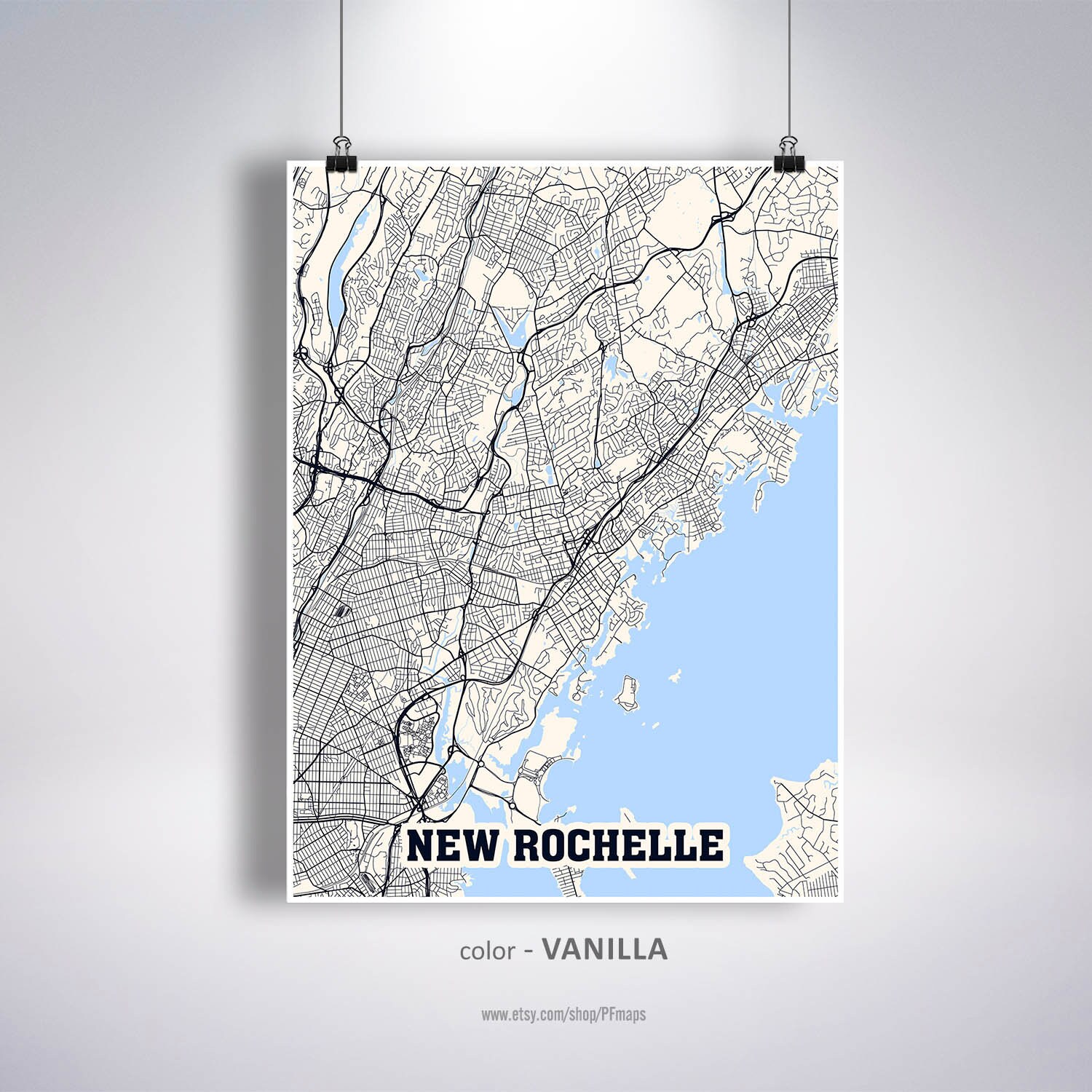 New Rochelle Map Print New Rochelle City Map New York NY USA | Etsy