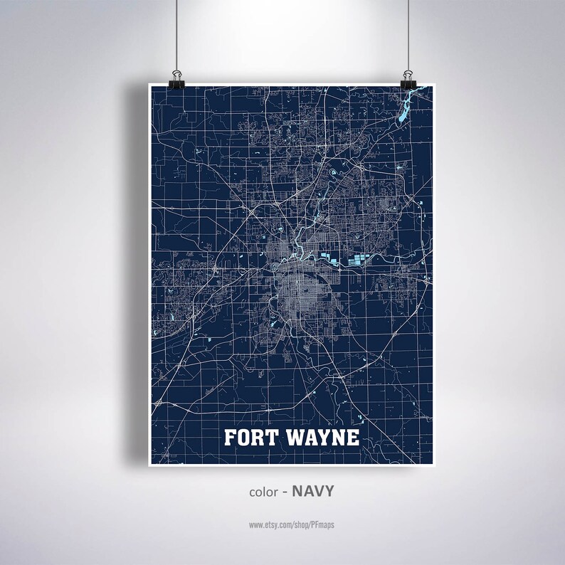 Fort Wayne Map Print Fort Wayne City Map Indiana IN USA Map | Etsy