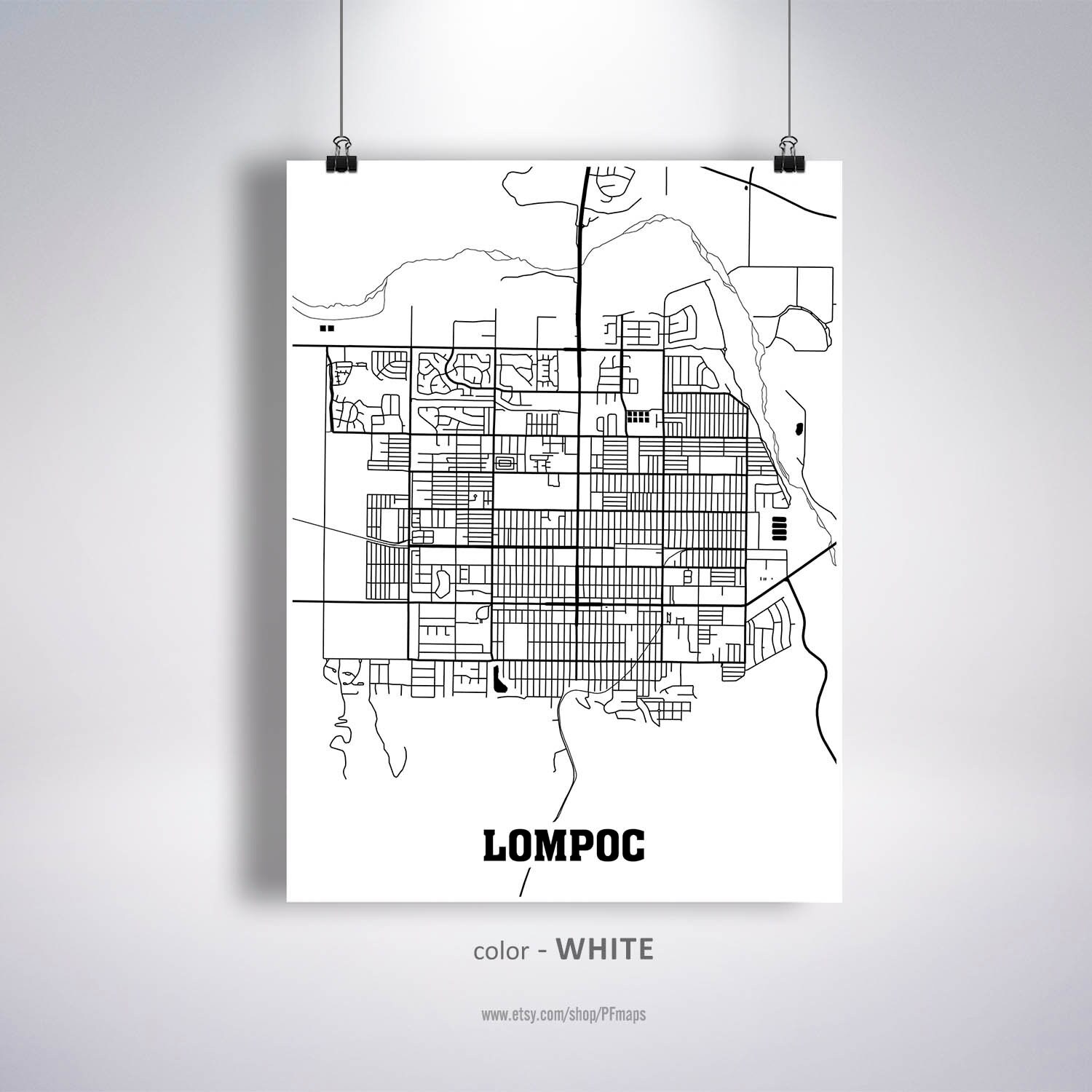 Lompoc Map Print Lompoc City Map California CA USA Map | Etsy