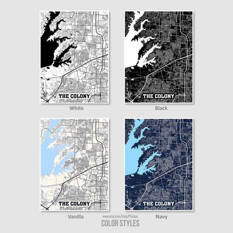 The Colony Map Print The Colony City Map Texas TX USA Map | Etsy