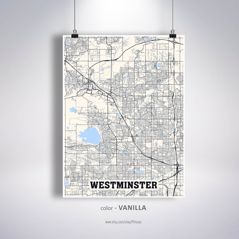 Westminster Map Print Westminster City Map Colorado CO USA | Etsy