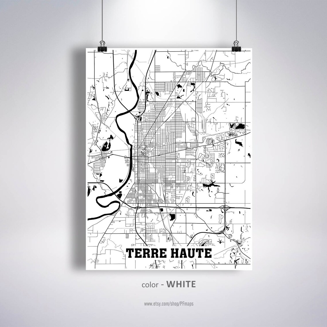 Terre Haute Map Print Terre Haute City Map Indiana IN USA | Etsy