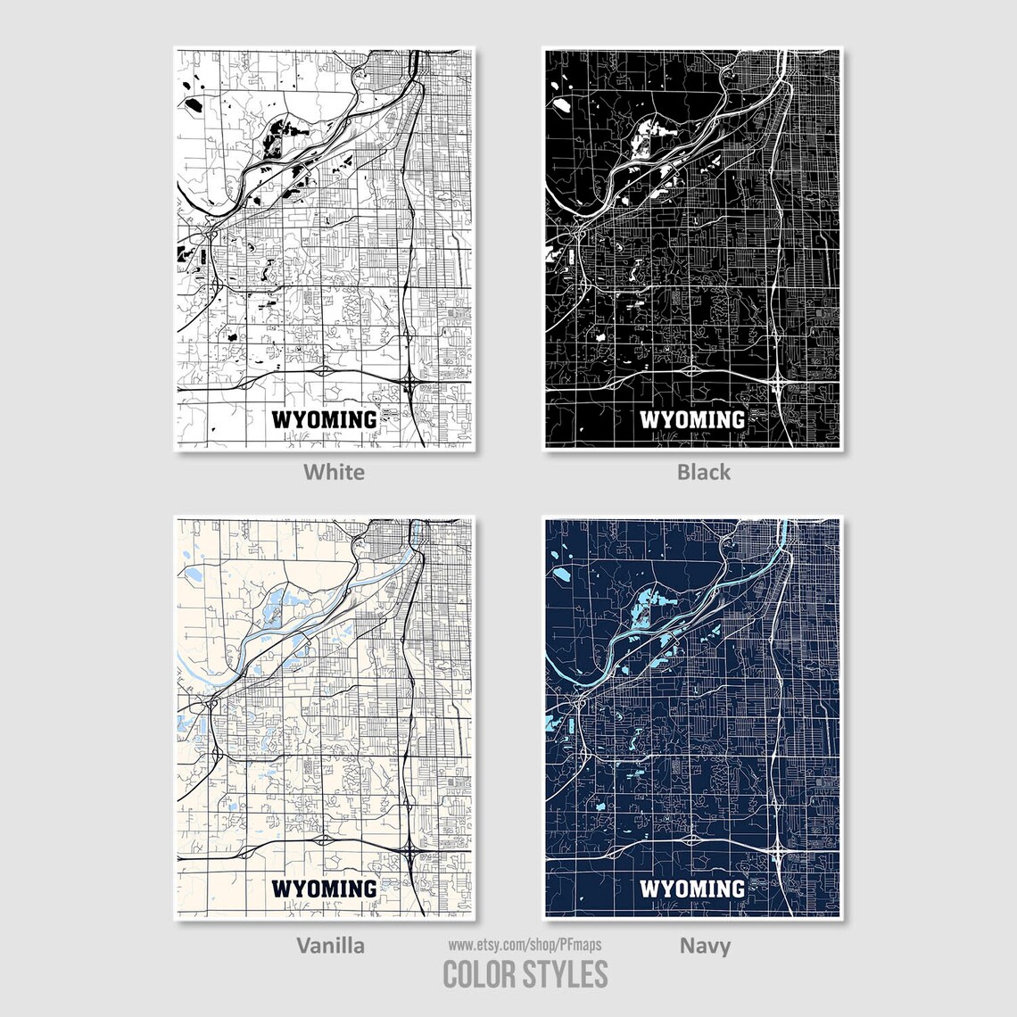 Wyoming Map Print Wyoming City Map Michigan MI USA Map | Etsy