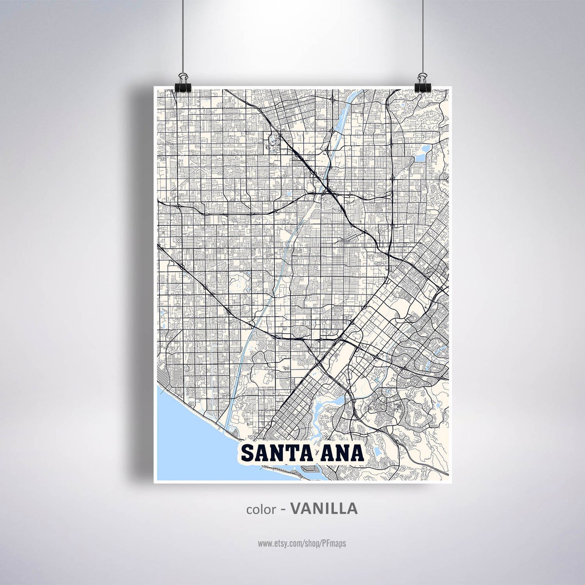 Santa Ana Map Print Santa Ana City Map California CA USA Map | Etsy