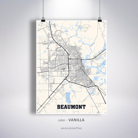 Beaumont Map Print Beaumont City Map Texas TX USA Map | Etsy
