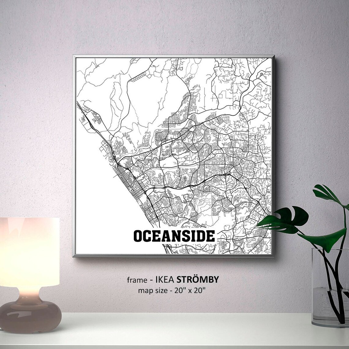 Oceanside California Map Print Oceanside Square Map Poster | Etsy