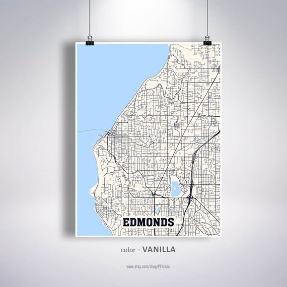 Edmonds Map Print Edmonds City Map Washington WA USA Map | Etsy