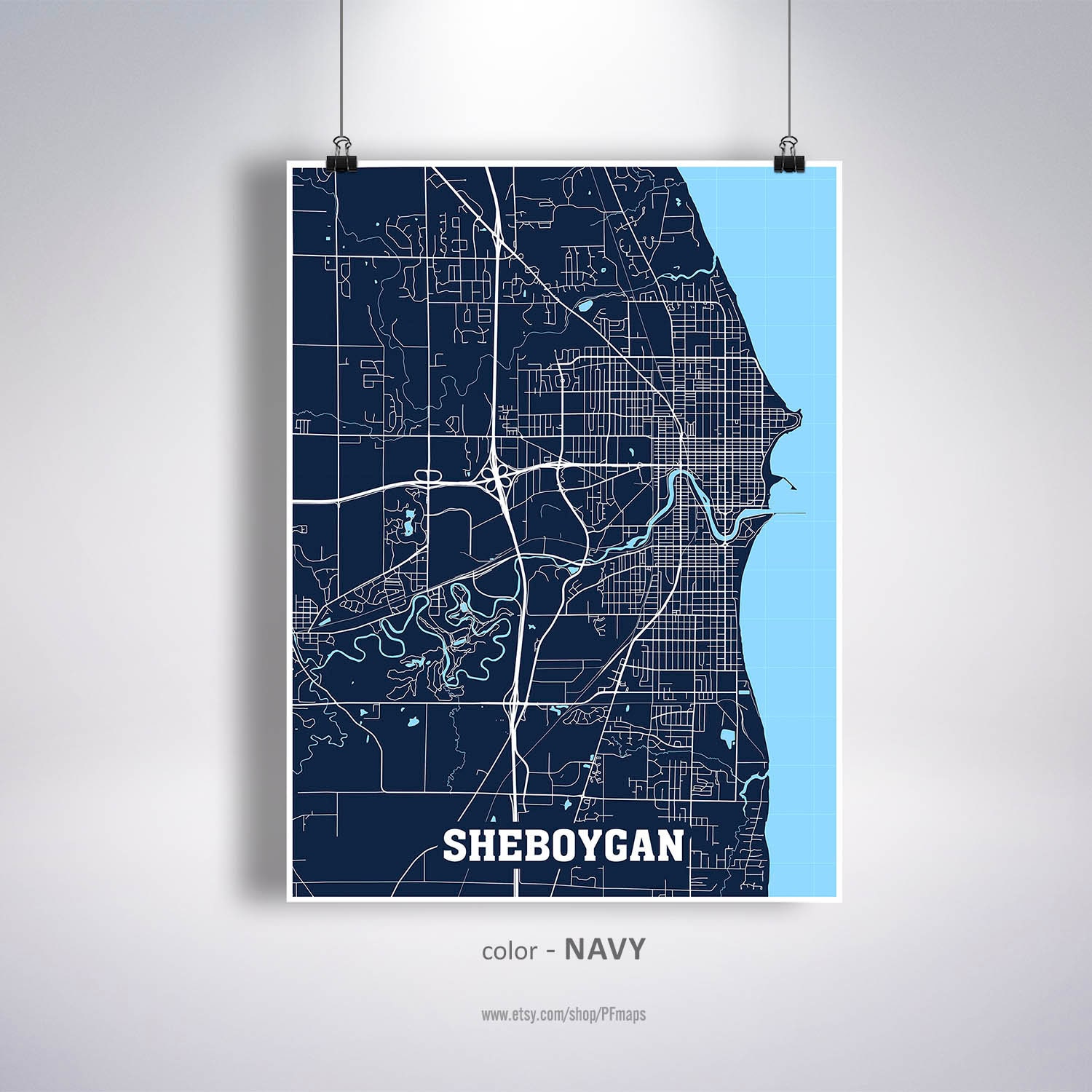 Sheboygan Map Print Sheboygan City Map Wisconsin WI USA Map - Etsy