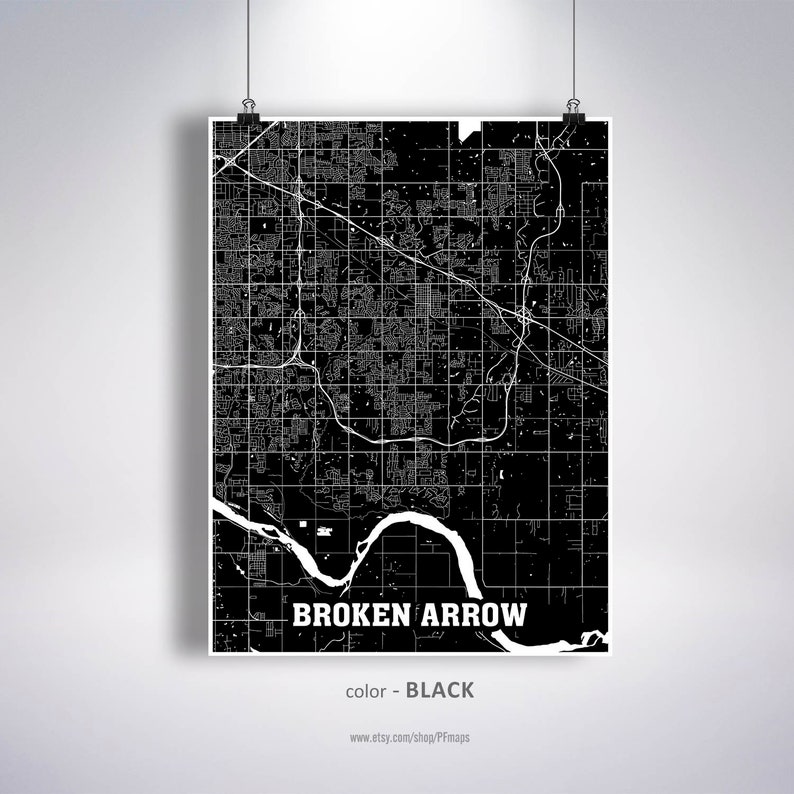 Broken Arrow Map Print Broken Arrow City Map Oklahoma OK USA | Etsy