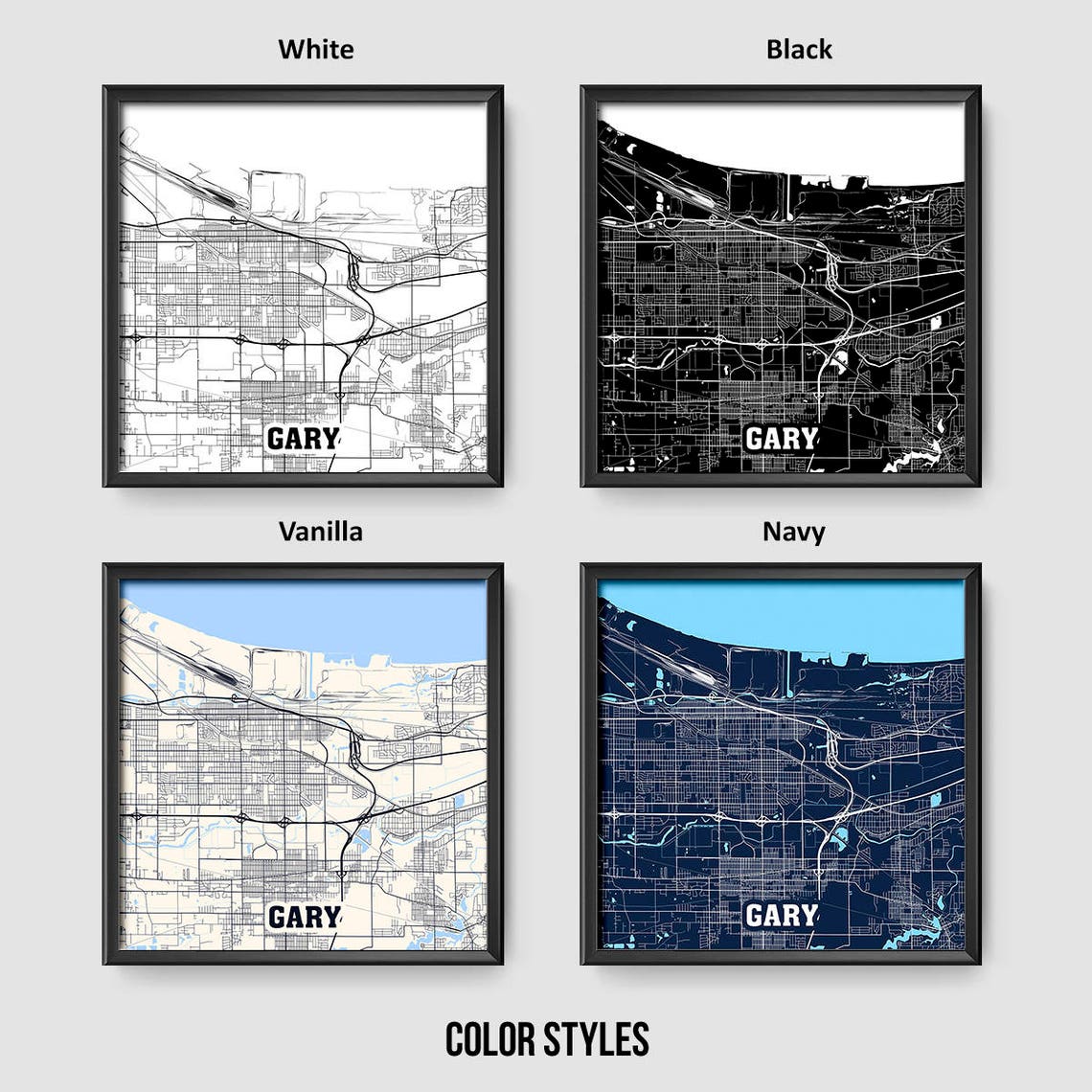 Gary Indiana Map Print Gary Square Map Poster Gary Wall Art - Etsy