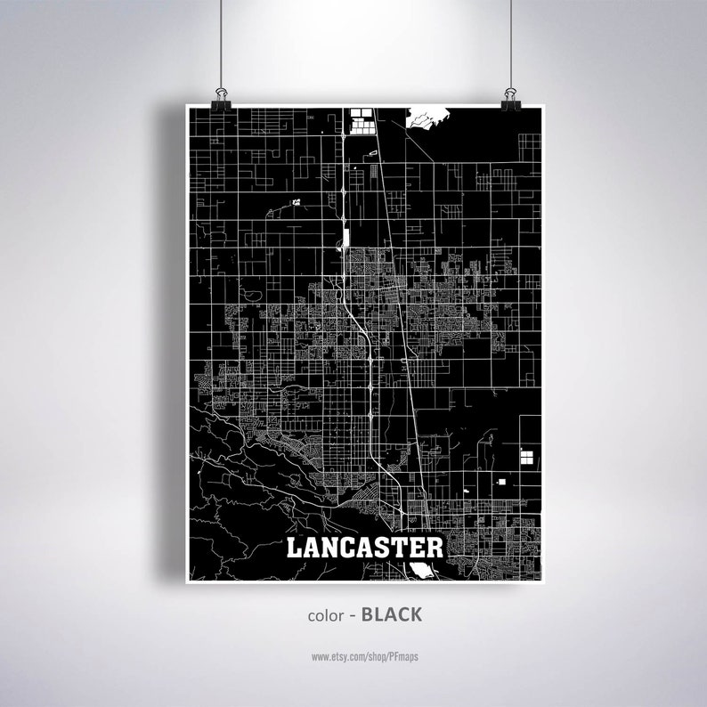 Lancaster Map Print Lancaster City Map California CA USA Map | Etsy