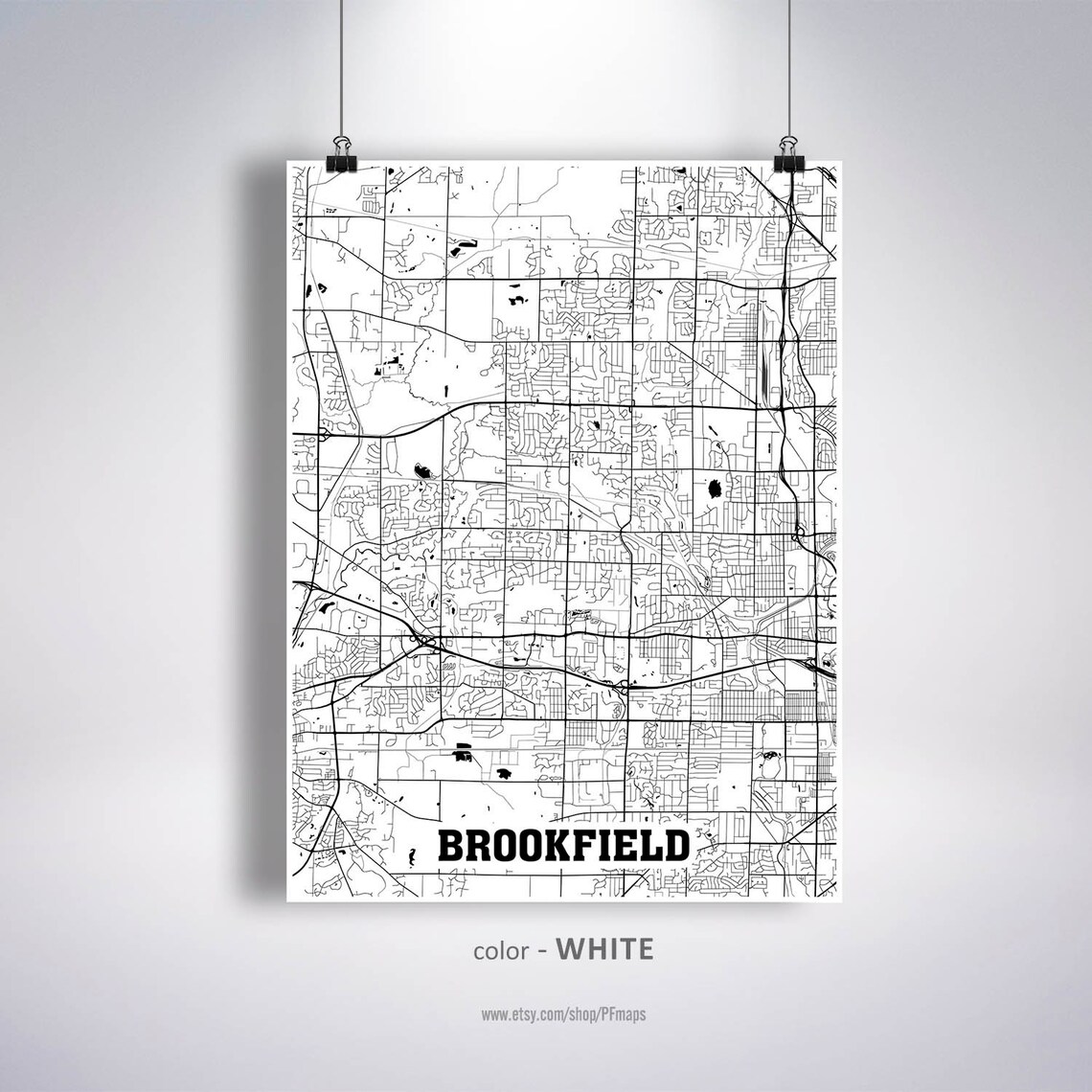 Brookfield Map Print Brookfield City Map Wisconsin WI USA - Etsy