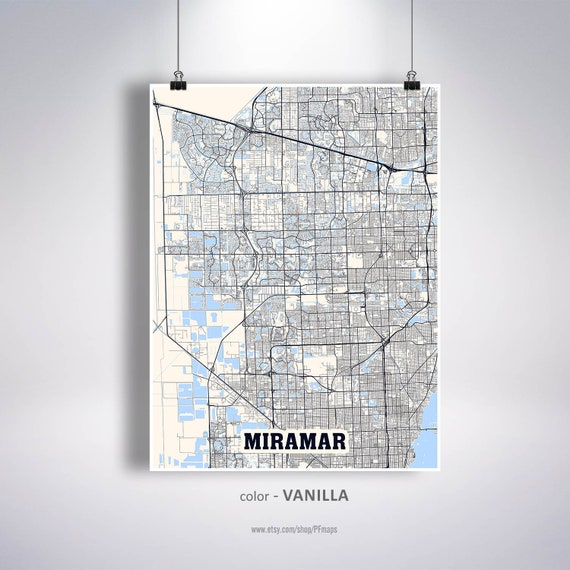 Miramar Map Print Miramar City Map Florida FL USA Map | Etsy