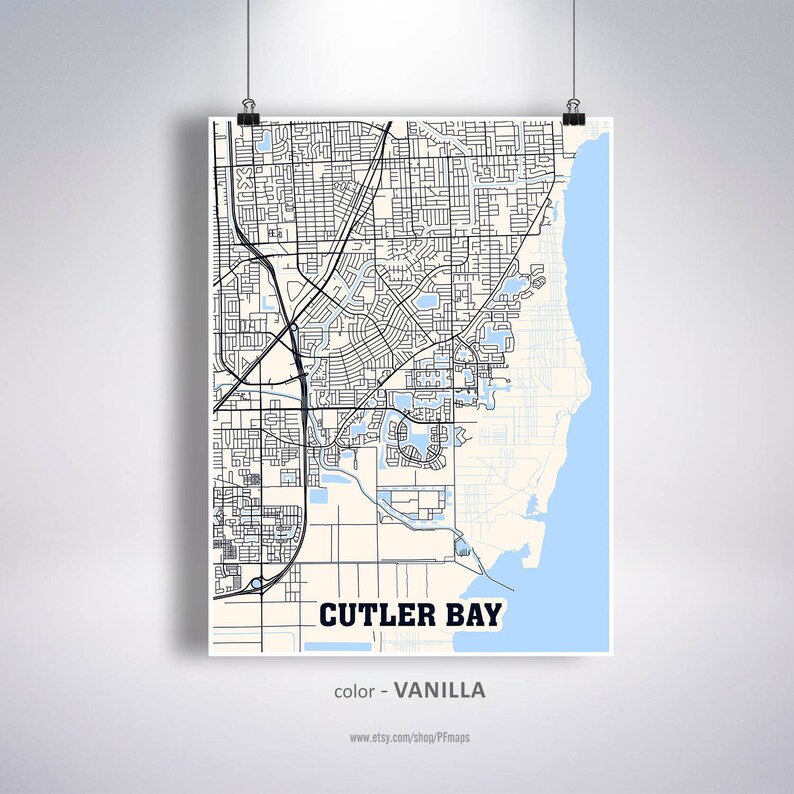 Cutler Bay Map Print Cutler Bay City Map Florida FL USA Map - Etsy