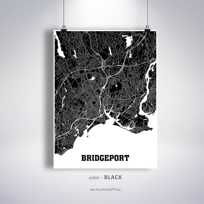 Bridgeport Map Print Bridgeport City Map Connecticut CT USA | Etsy