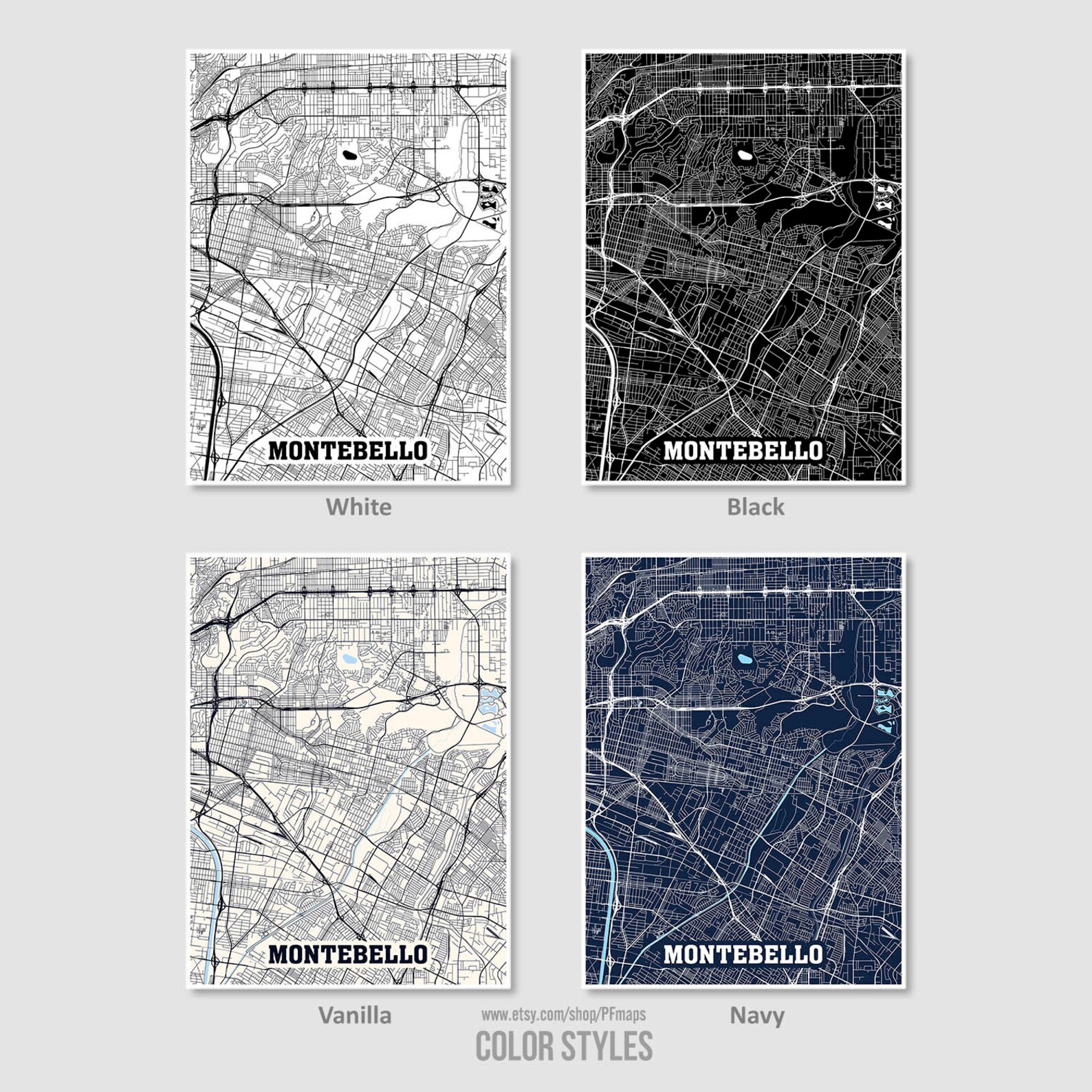 Montebello Map Print Montebello City Map California CA USA | Etsy