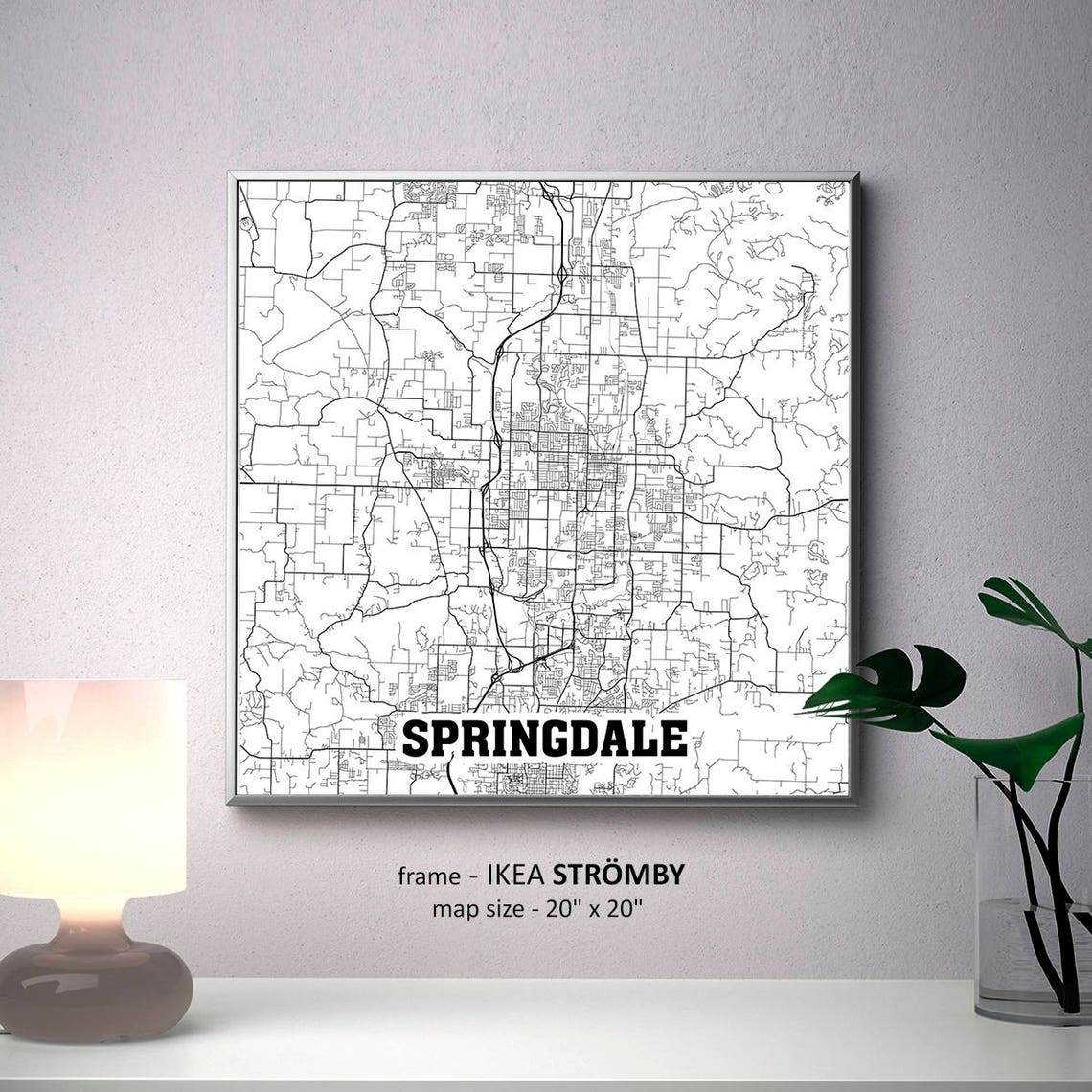Springdale Arkansas Map Print Springdale Square Map Poster | Etsy