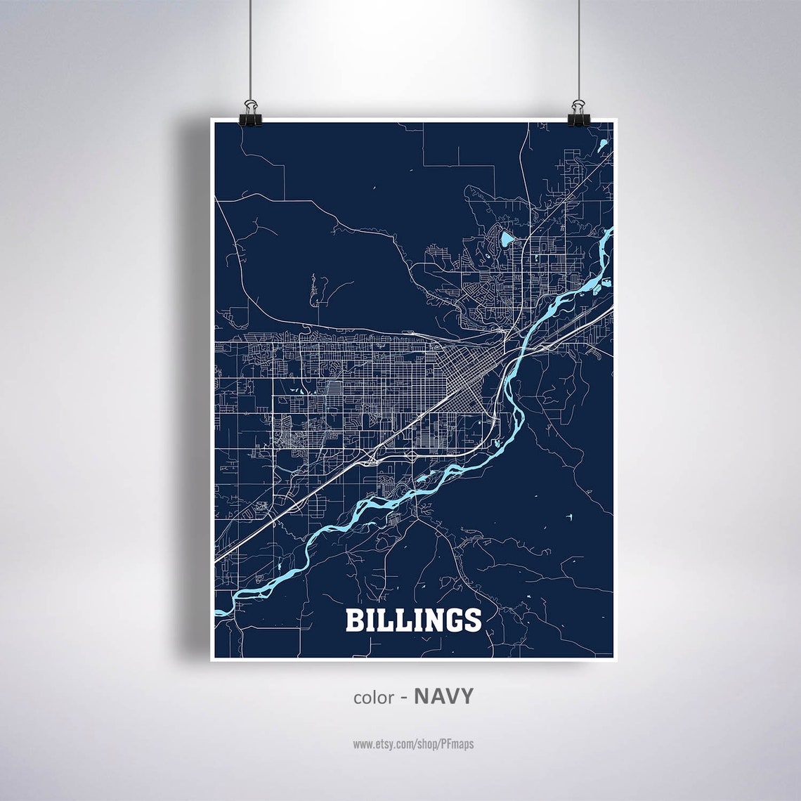 Billings Map Print Billings City Map Montana MT USA Map | Etsy