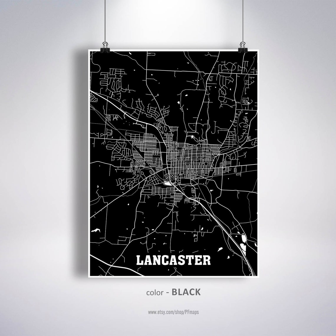 Lancaster Map Print Lancaster City Map Ohio OH USA Map | Etsy