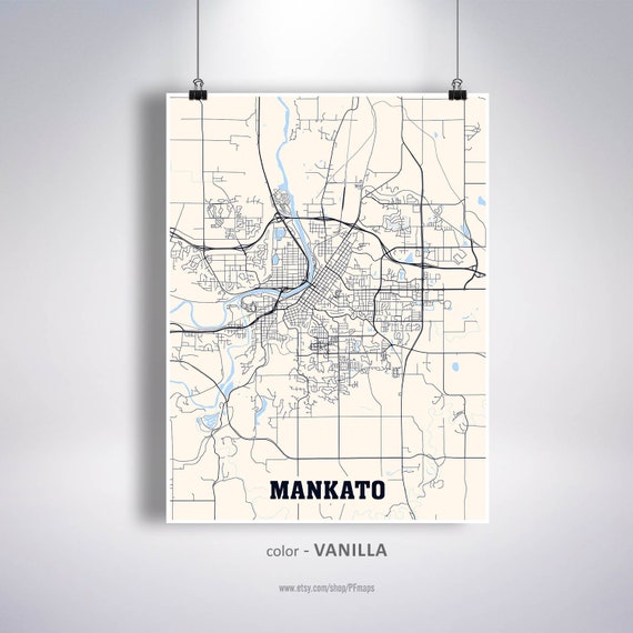Mankato Map Print Mankato City Map Minnesota MN USA Map | Etsy