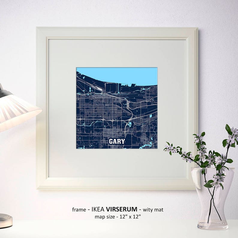 Gary Indiana Map Print Gary Square Map Poster Gary Wall Art - Etsy