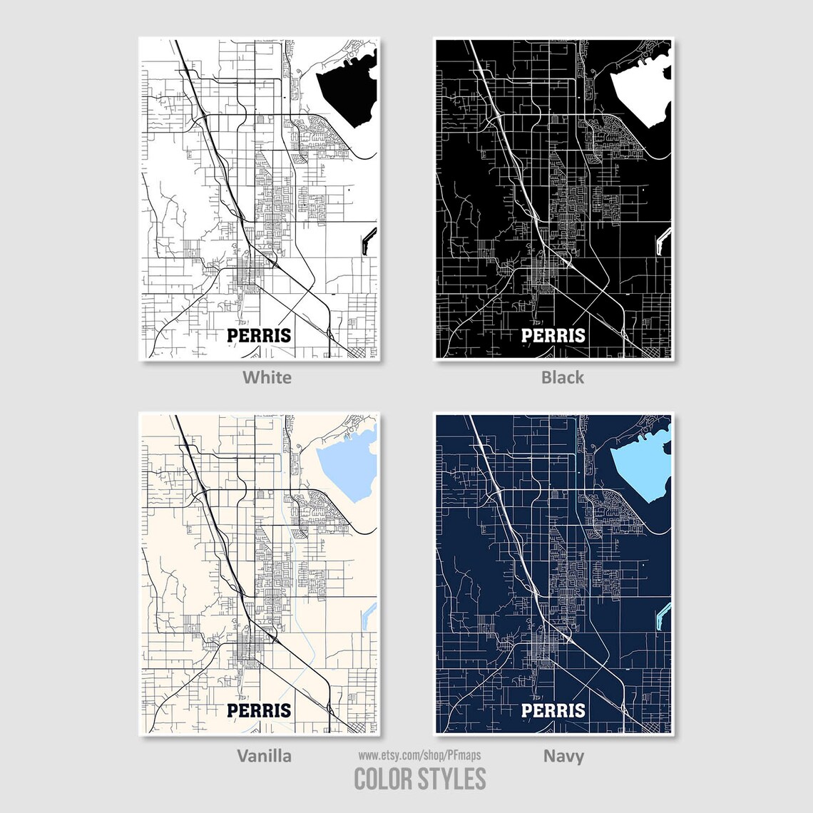 Perris Map Print Perris City Map California CA USA Map - Etsy