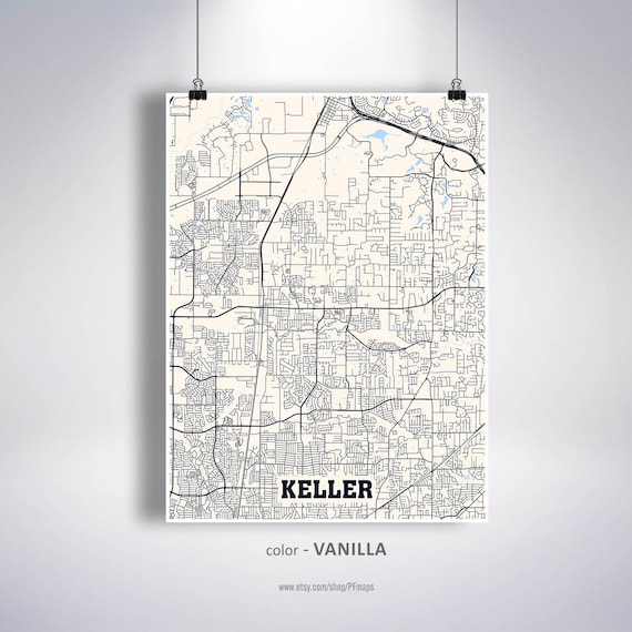 Keller Map Print Keller City Map Texas TX USA Map Poster | Etsy