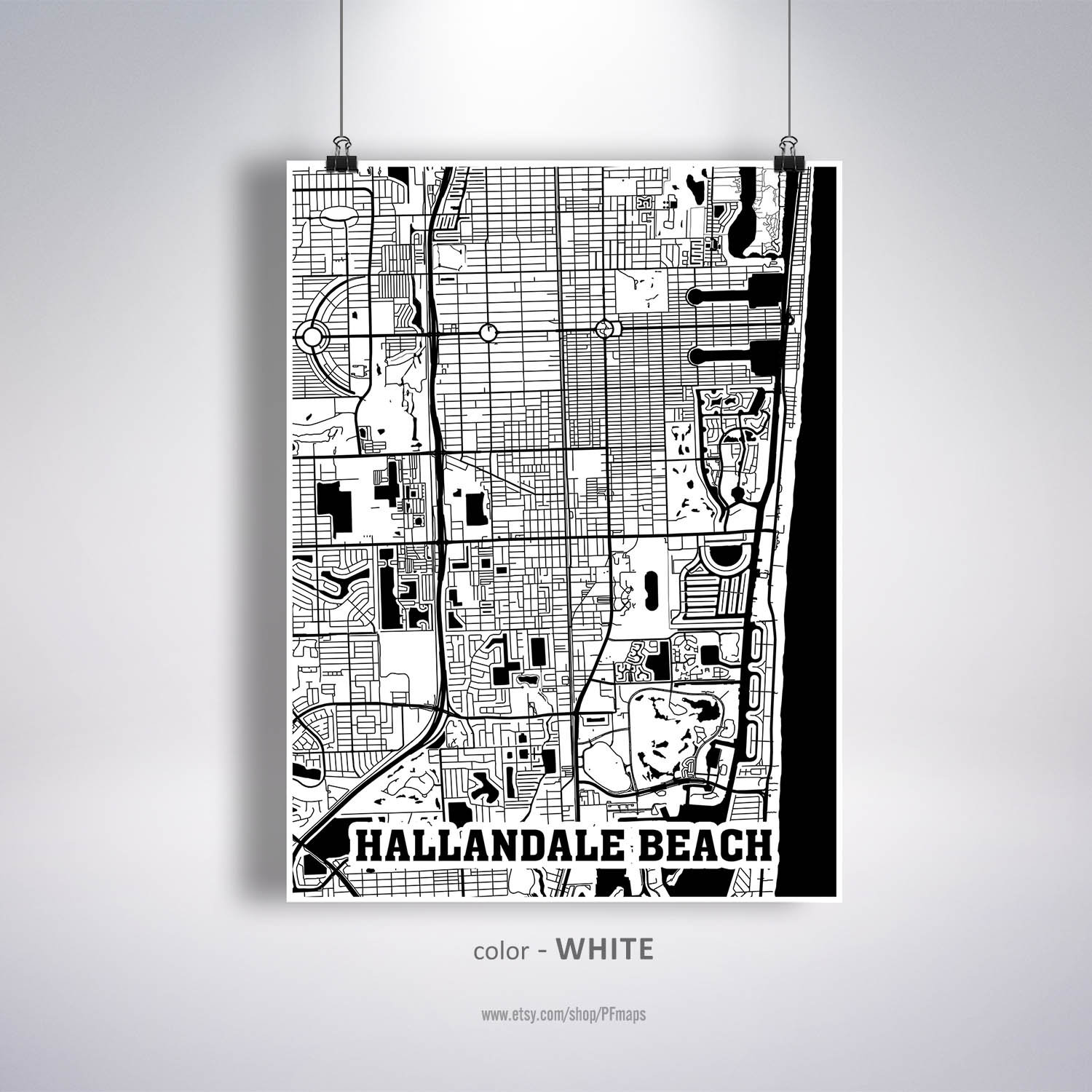 Hallandale Beach Map Print Hallandale Beach City Map Florida | Etsy
