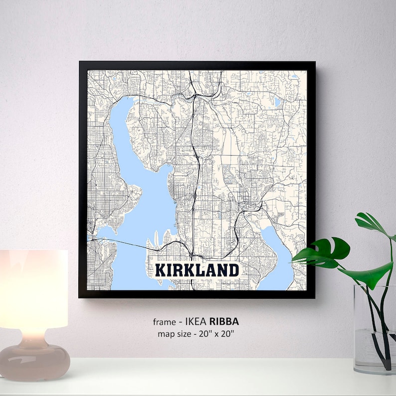 Kirkland Washington Map Print Kirkland Square Map Poster | Etsy