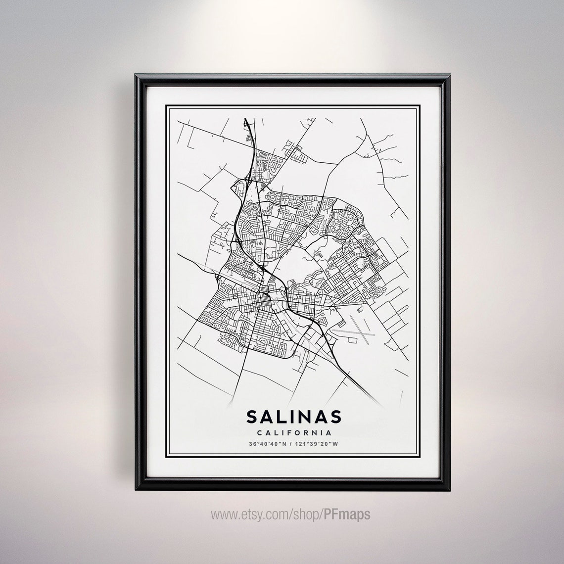 Salinas California Map Minimalist Map Salinas CA Print - Etsy