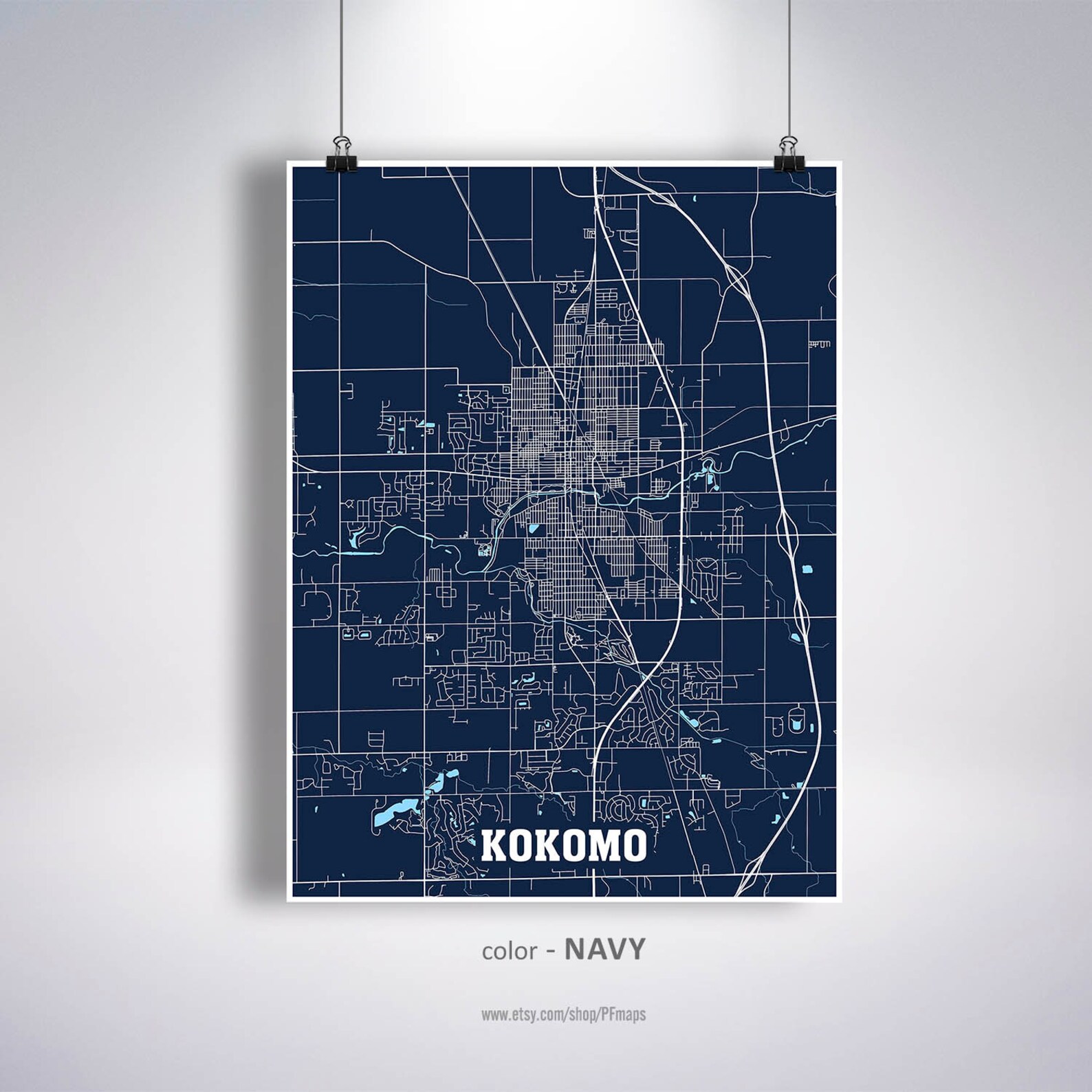 Kokomo Map Print Kokomo City Map Indiana IN USA Map Poster | Etsy