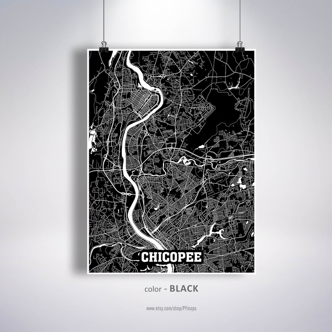 Chicopee Map Print Chicopee City Map Massachusetts MA USA | Etsy
