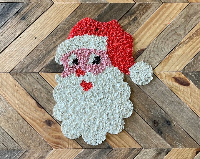 Vintage Plastic Popcorn Santa Face, Vintage Door Decorations, Melted ...