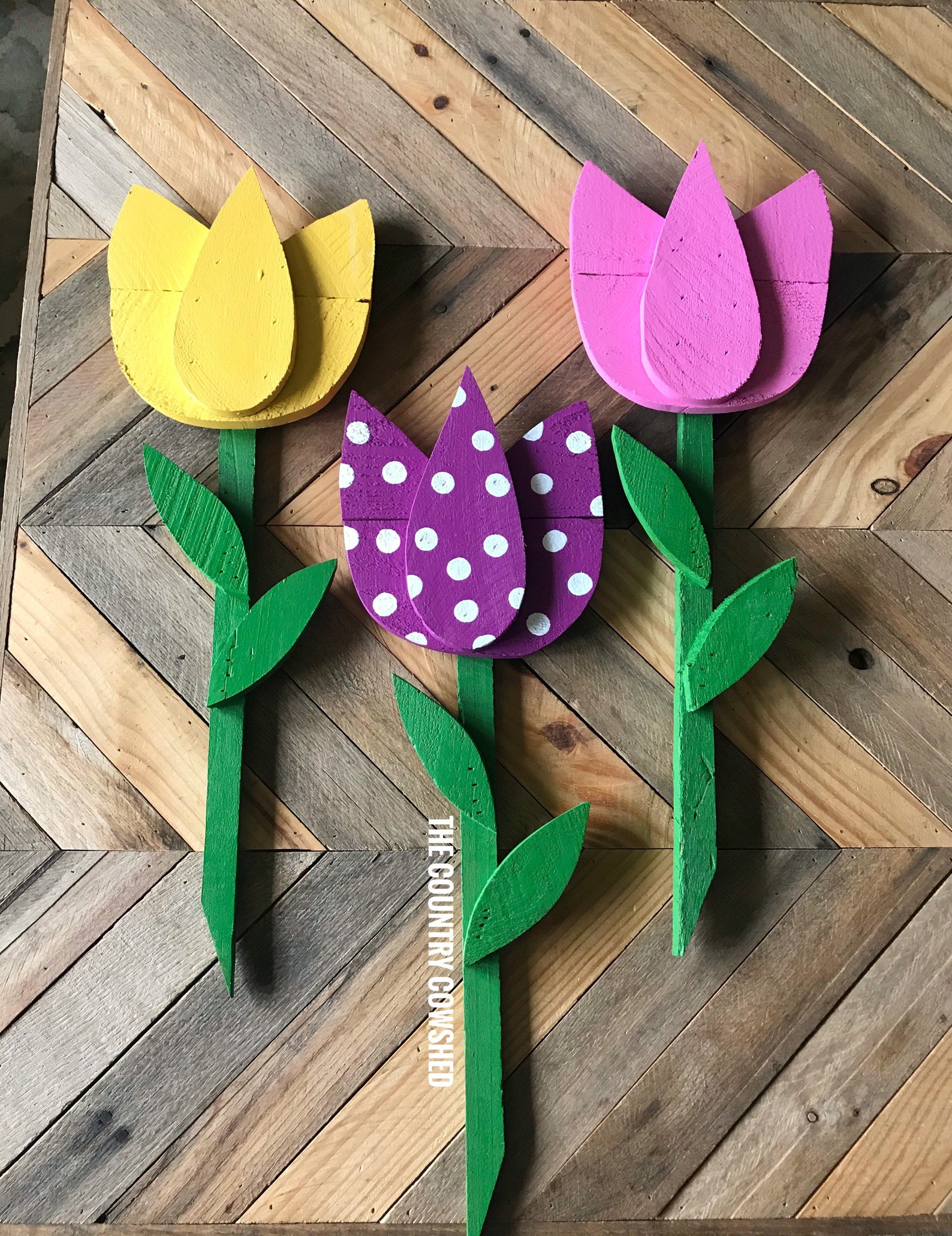 Tulip Yard Stakes Spring Yard Stakes Wood Stakes Spring | Etsy