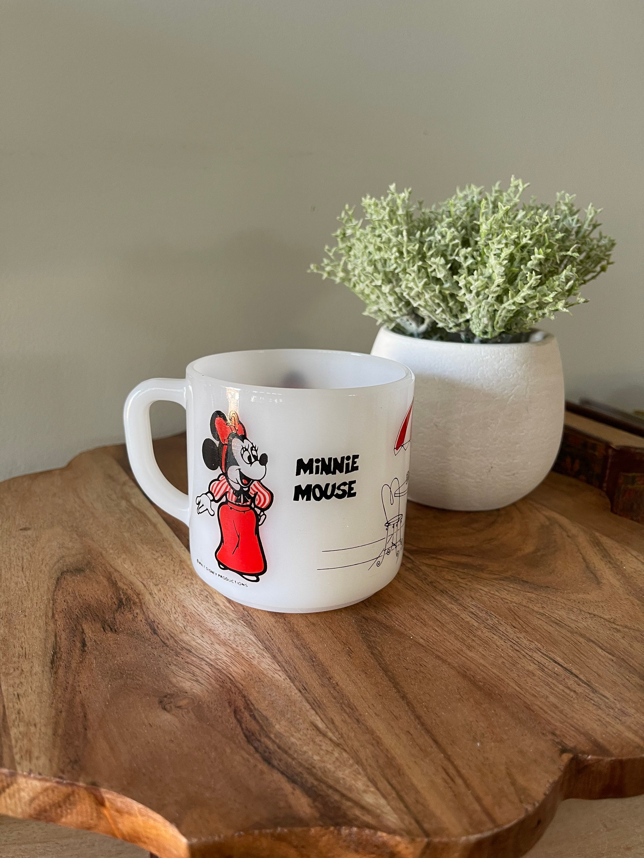 Vintage Mickey Minnie Mouse Fire King Coffee Mug, Vintage Milk Glass ...