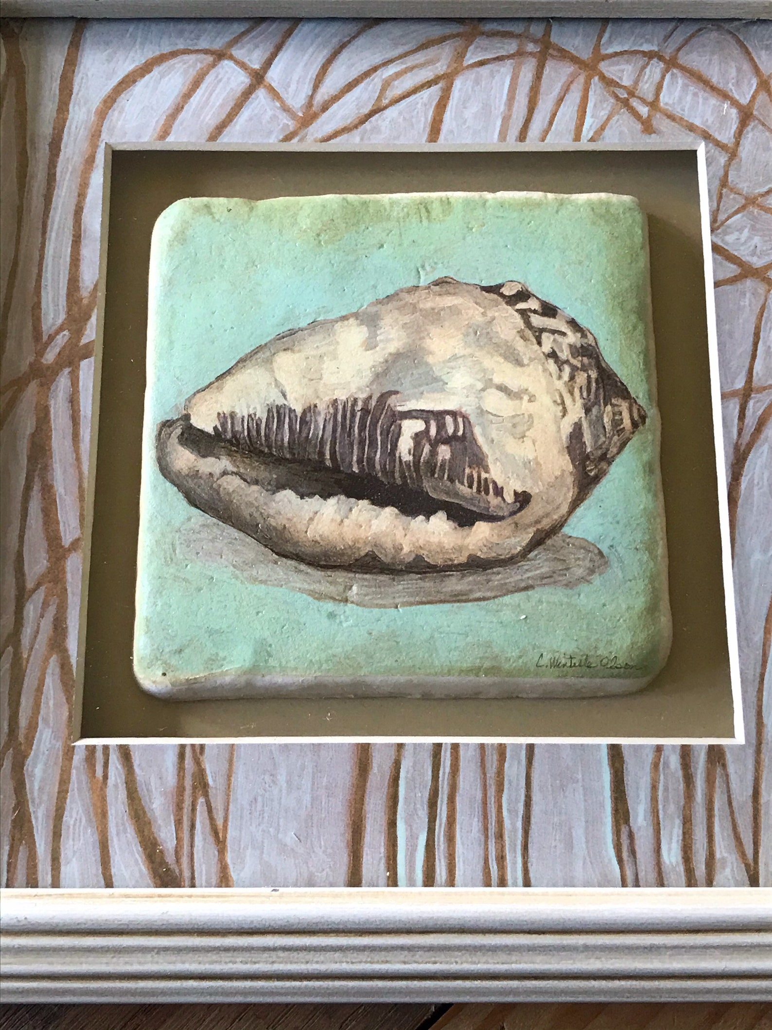 Vintage Seashell Art Vintage Art Seashell Tile Art Beach | Etsy