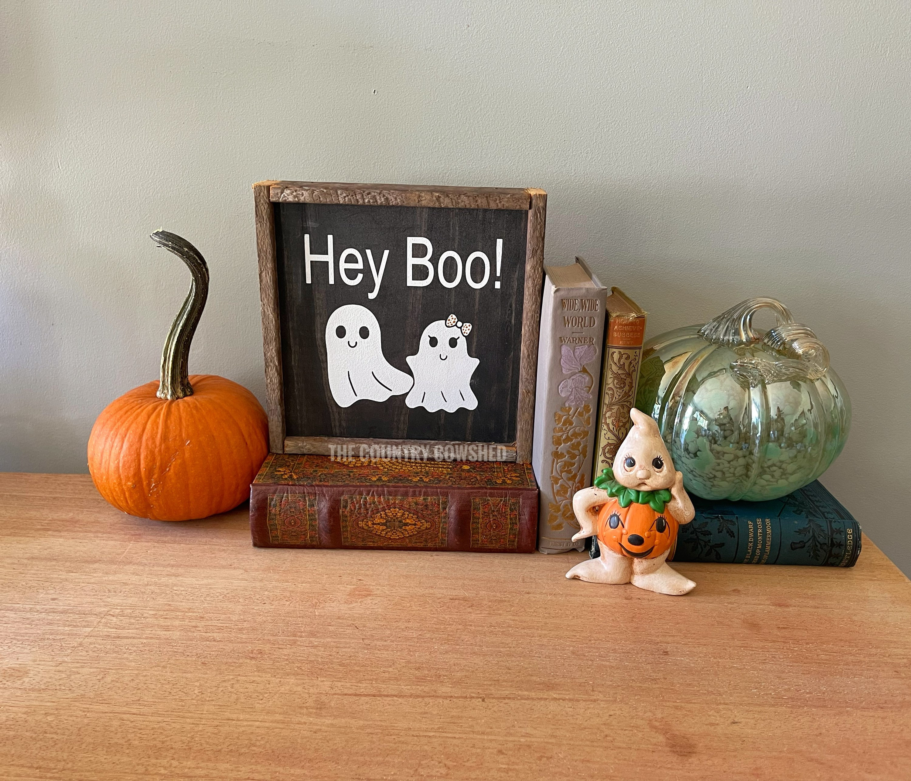 Hey Boo Sign, Halloween Sign, Love Ghost Sign, Hey Boo, Wooden Sign ...