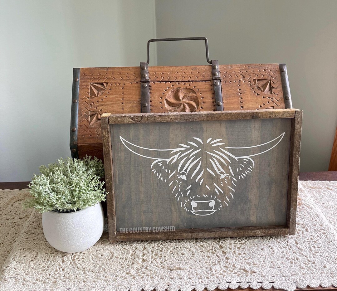 Highland Cow Sign, Wooden Cow Sign, Highland Cow Sign, Farmhouse Sign ...