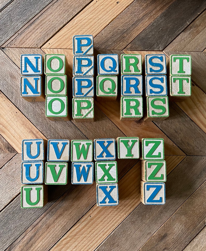 Vintage Blocks, Childrens Vintage Blocks, Nursery Decor, Vintage Wood ...