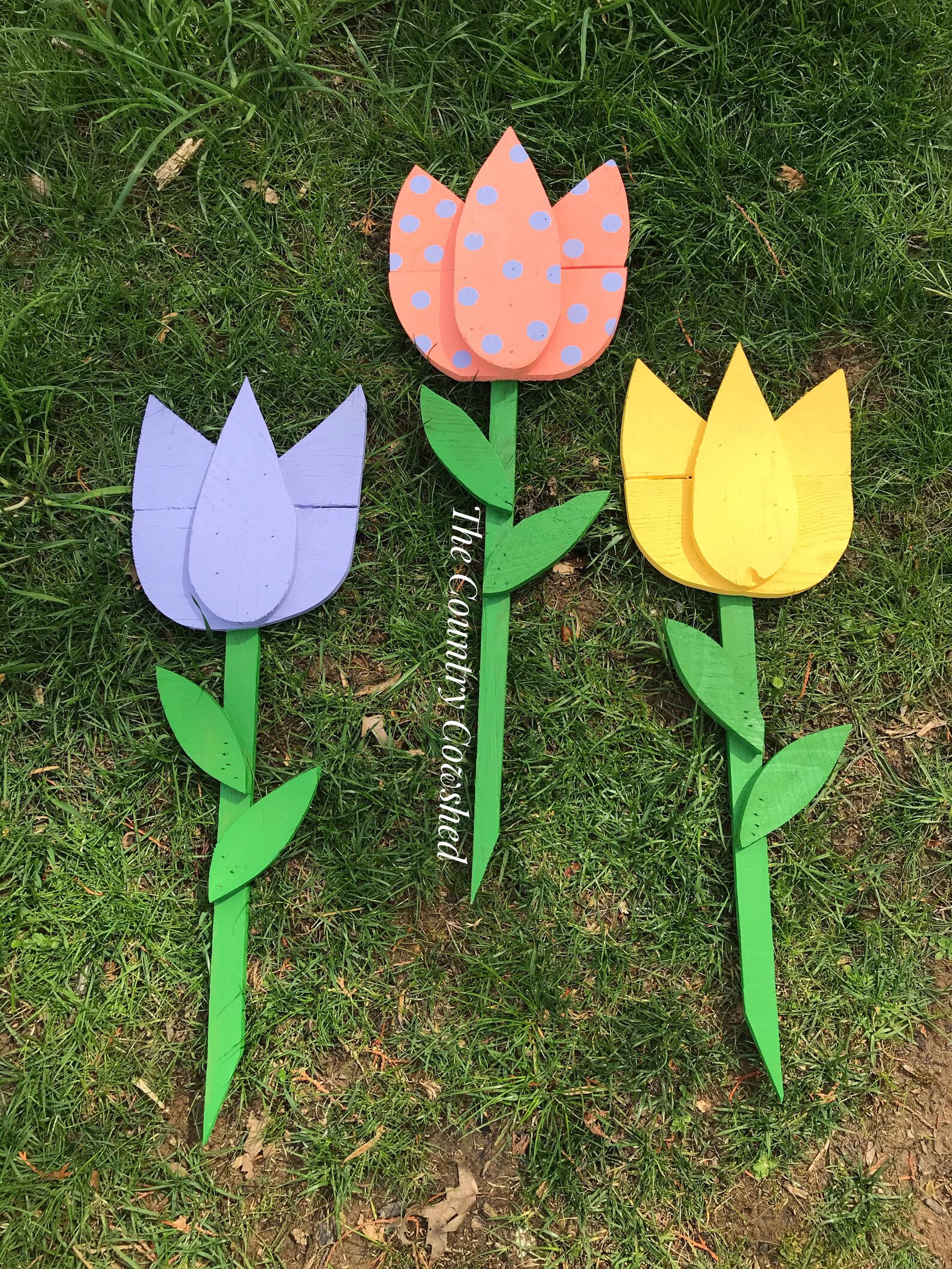 Tulip Yard Stakes Spring Yard Stakes Wood Stakes Spring - Etsy