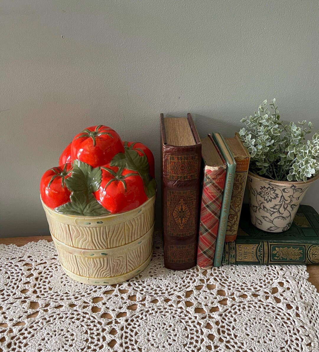 Vintage Canister, Ceramic Tomato Canister, Vintage Ceramic Kitchen ...