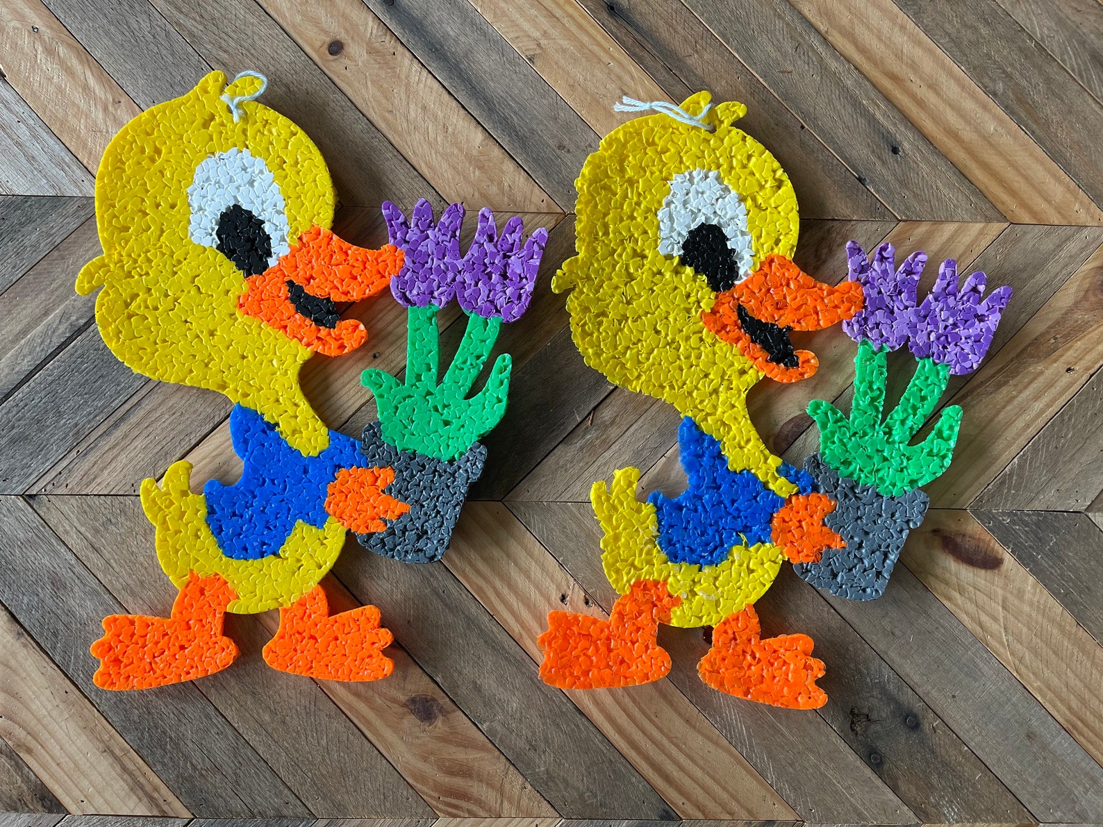 Duck Popcorn With Flowers, Popcorn Duck, Vintage Door Decorations ...