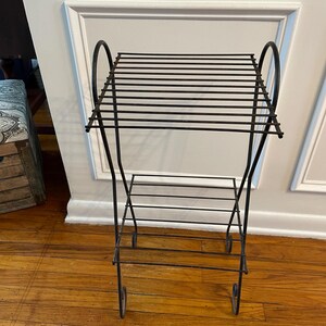 Vintage Black Metal Table, Wired Metal Stand, Vintage Metal Phone Table ...