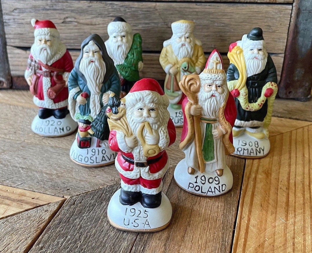 Santa's of the Nations, International Santa Figurines, Set of 7 Santa ...