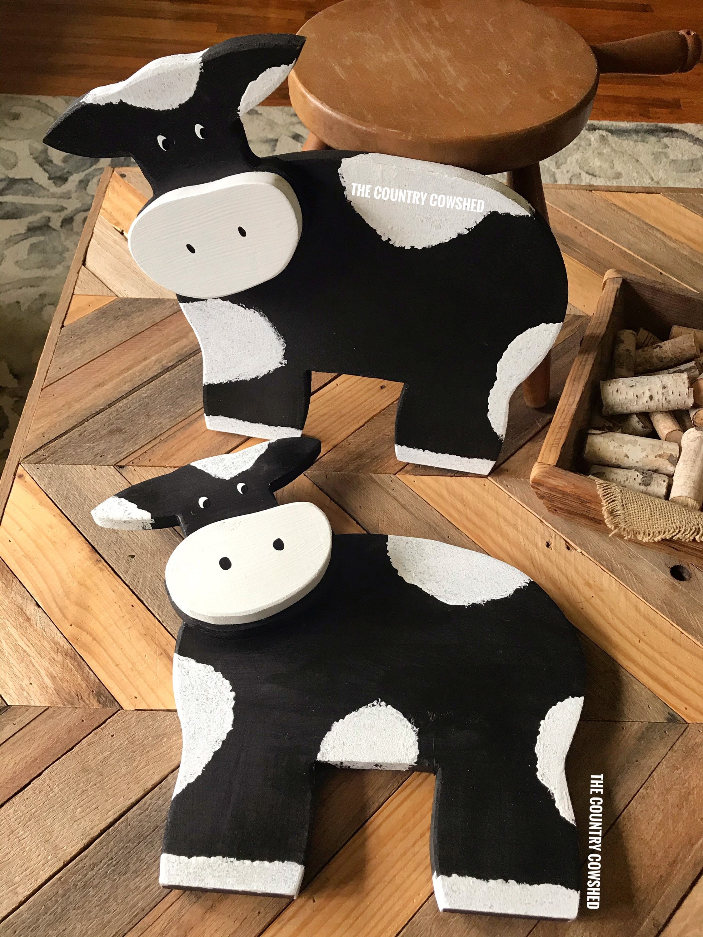 Set of 3 Cow Yard Stakes Spring Yard Stakes Wood Stakes Cow - Etsy