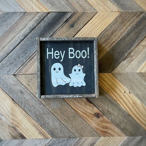 Hey Boo Sign, Halloween Sign, Love Ghost Sign, Hey Boo, Wooden Sign ...